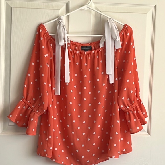 BOLD elements | Tops | Lg Orange And White Polka Dot Sheer Ties On ...
